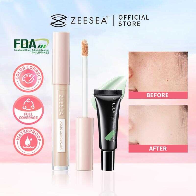 ZEESEA Primer + Concealer Full Coverage Base Blur Pore Color Corrector ...