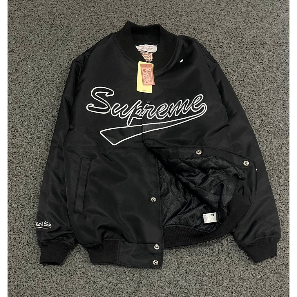 Varsity Bomber Jacket Supreme Embroidery Full Tag Label | Shopee ...