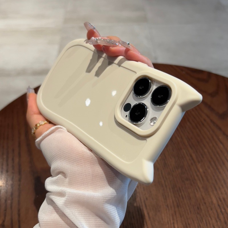 Soft Silicone Cute Cat Ear Phone Case For iPhone Air 17 16 15 14 13 12 ...