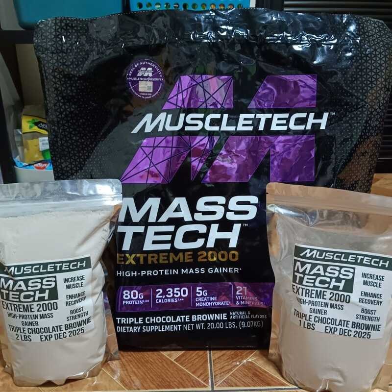 MUSCLETECH MASS TECH EXTREME 2000 HIGH PROTEIN GAINER - 2 LBS TRIPLE ...