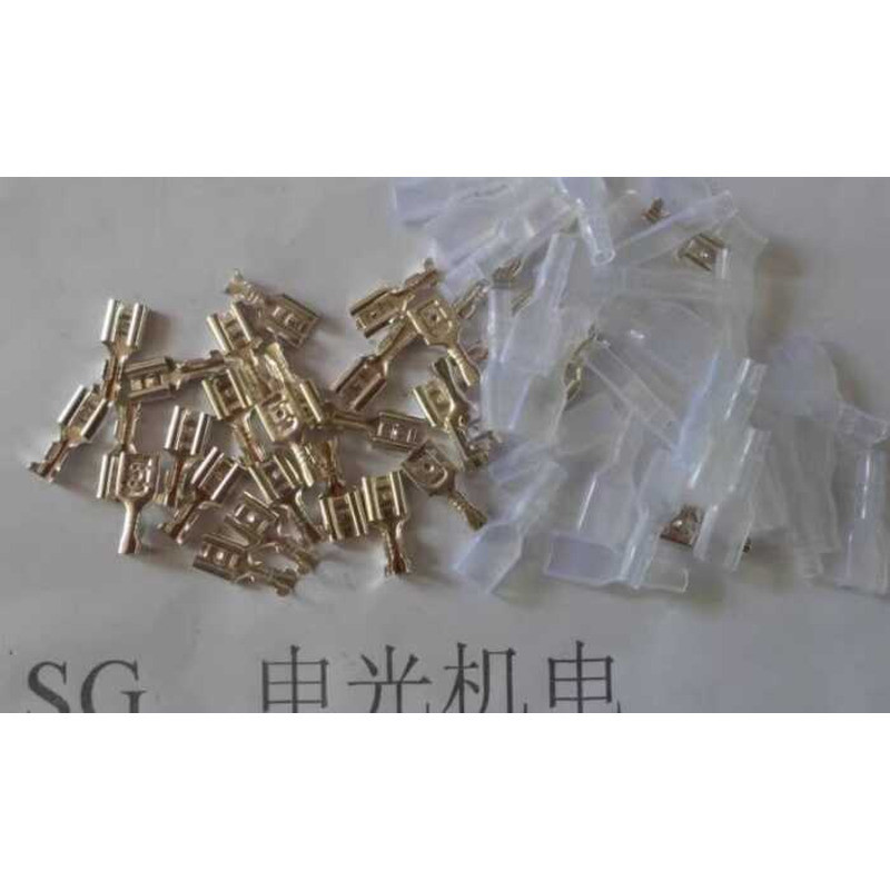 Block Cold Press Terminal 6.3 Pin Spring Sheath Copper Lug Wire Nose ...