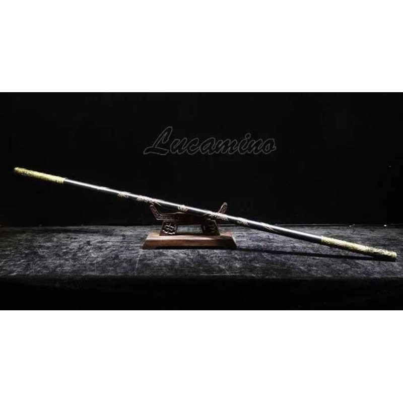 Staff King Kungfu Woodn Wushu Sticks Monky Cudgls Carving Dragon Goldn ...