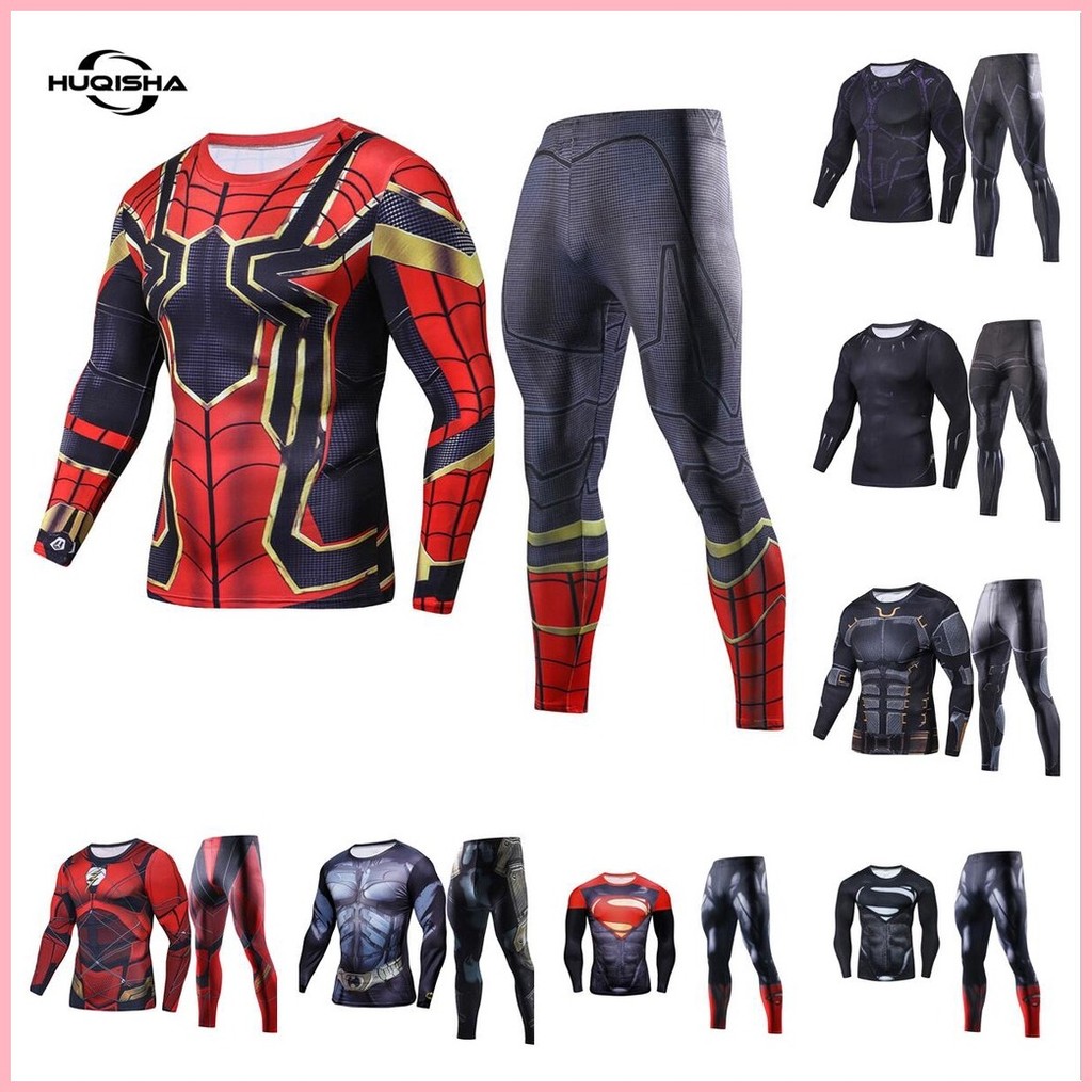 Men Boxing Jersey Suits Superhero Compression Sportswear Quick Dry Gym ...