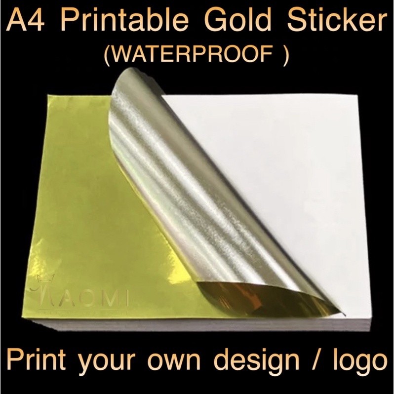 A4 Printable Gold Vinyl Sheet Label Glossy Pet Adhesive Film Waterproof ...