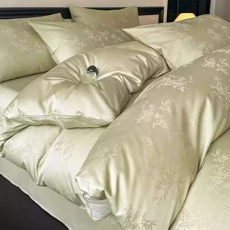 ☑♥ 100% Cotton Jacquard Four-Piece Set Pure Cotton Mercerized Duvet ...
