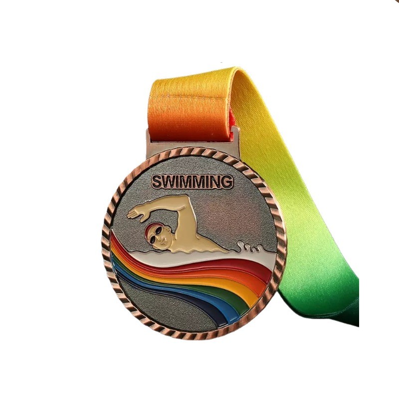 Free Ribbon, in Stock 2.75-inch Gold, Silver, and Bronze Swimming ...
