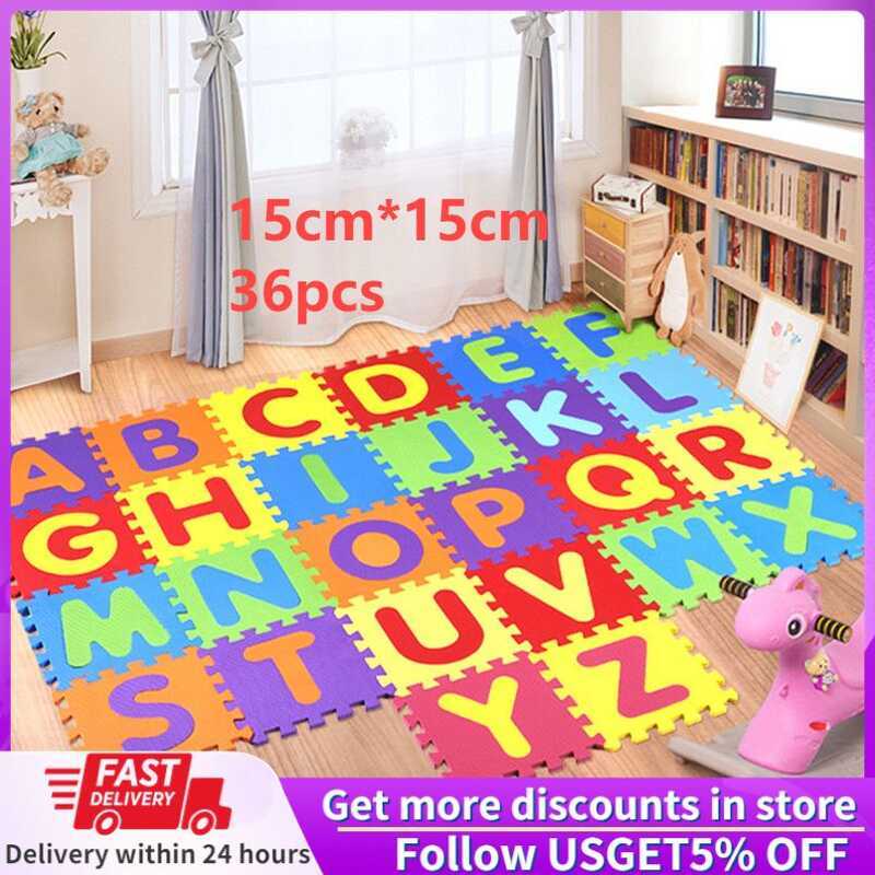 36Pcs EVA Foam Puzzle Number Alphabet Floor Baby Playmat Crawling ...