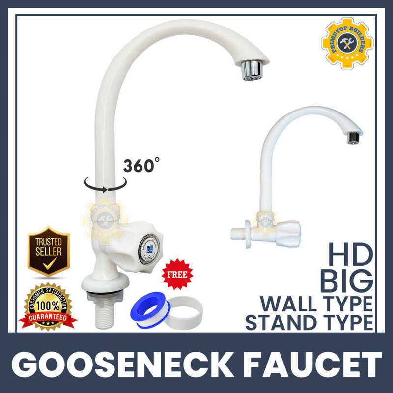 PVC Gooseneck Faucet White Big HD Stand & Wall Type PRIMETOP BUILDERS ...
