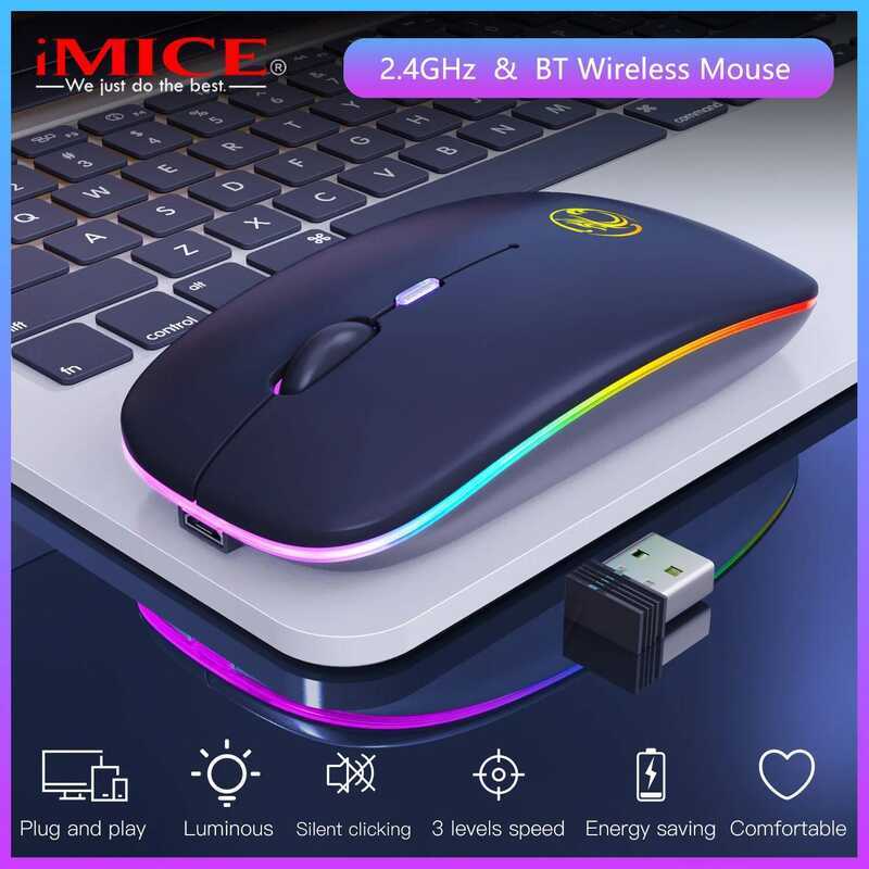 E-1300 Imice Luminous Rechargeable Black Bluetooth Dual Mode Wireless ...