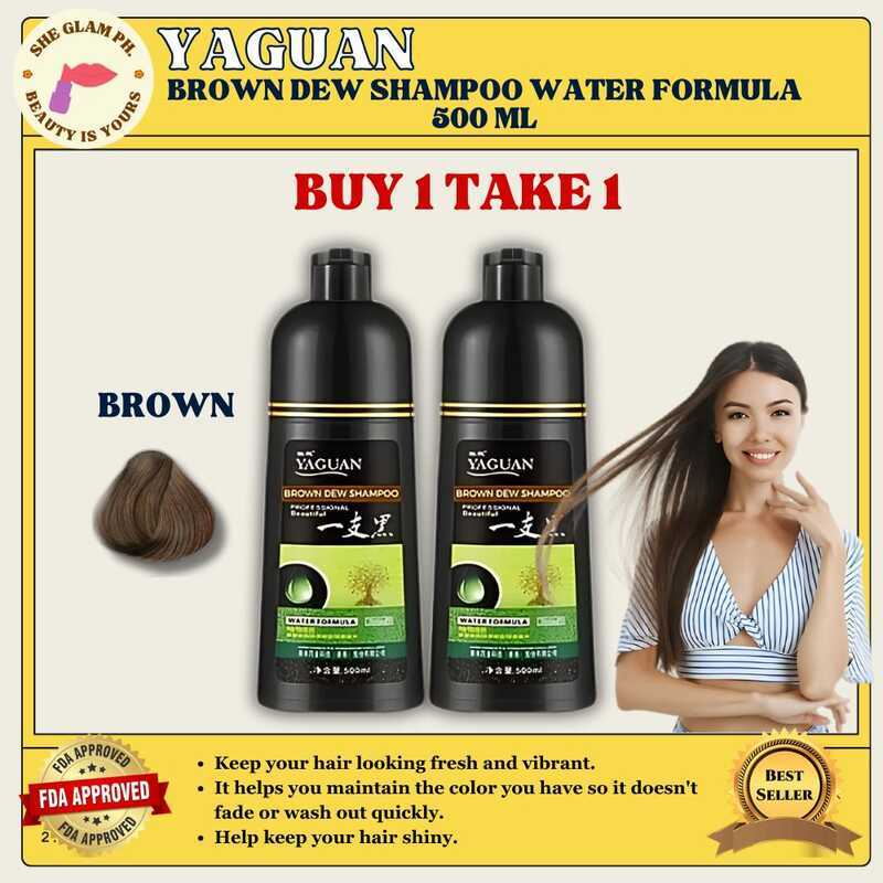 YAGUAN Dew Shampoo Herbal Blackening Hair Dye Shampoo Turn Your White ...