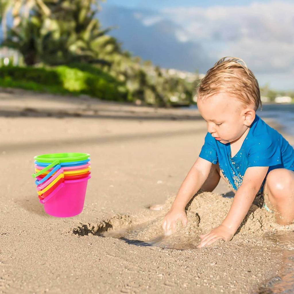 Pcs 6 Portable Outdoor Children Bucket Kids Sand Toy Play Water Buckets ...
