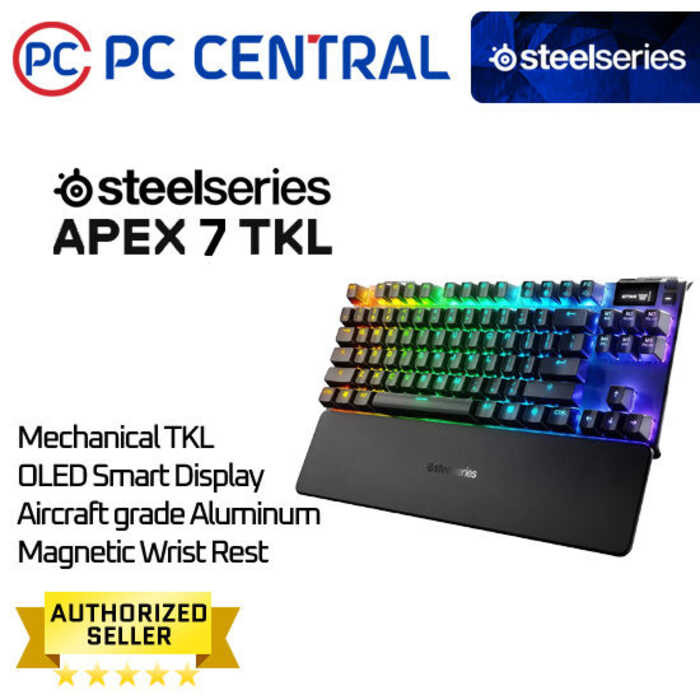 Steelseries Apex 7 TKL Compact Mechanical Gaming Keyboard OLED Smart ...