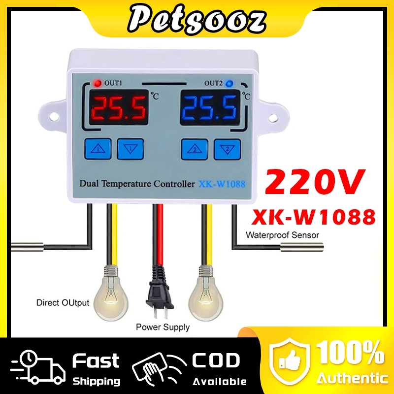 Dual digital Thermostat Temperature controller 220V XK-W1088 ...