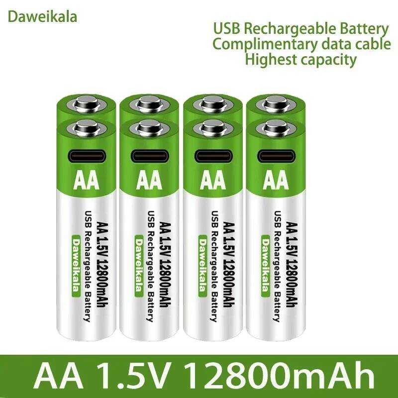 97 Daweikala 2 AA USB Rechargeable Lithium Ion Battery 1.5V 12800Mah ...
