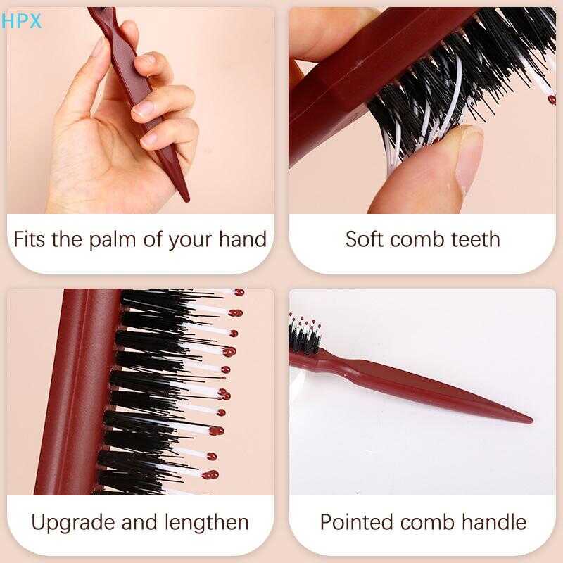 262 HPX Boar Bristle Teasing Brush Comb With Rat Tail For Hair ...