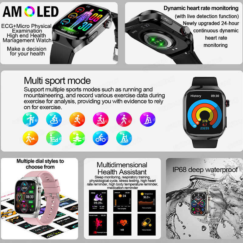 t Smart Watch Men Ecg+Ppg Pulse Blood Pressure Bluetooth Call Sports ...