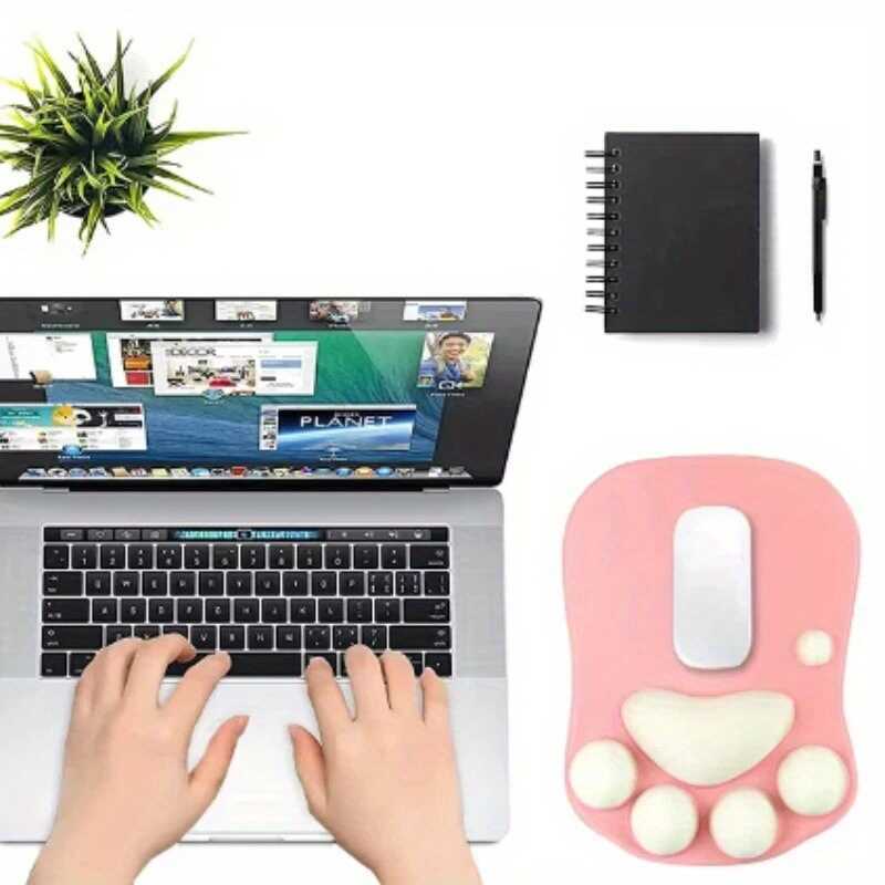 Paw Cartoon Cat Wrist Rest Mouse Pad Office Non-Slip Rubber Mat Temu ...