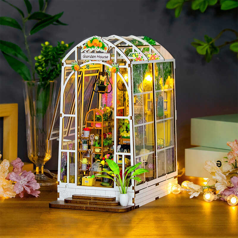 Hongda DIY Miniature Garden House Bookend Clip Assembly Wooden Model ...