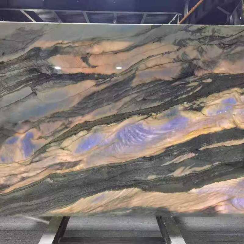 Dream Blue Natural Luxury Stone Large Slab Translucent Living Room TV ...