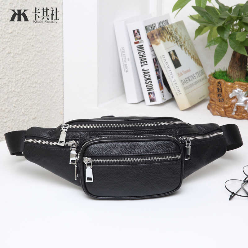 Men Belt Bag Genuine Leather Large-Capacity Wear-Resistant First Layer ...