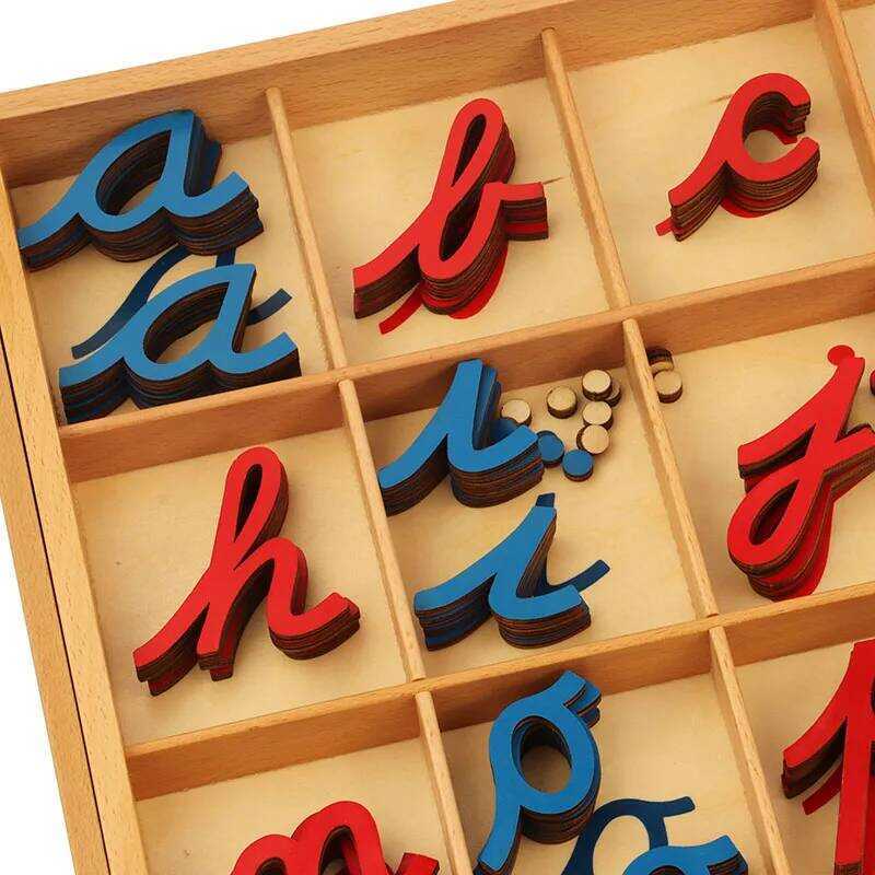 Y Montessori Baby Wooden Cursive Moveable Alphabet Language Ching Aids ...