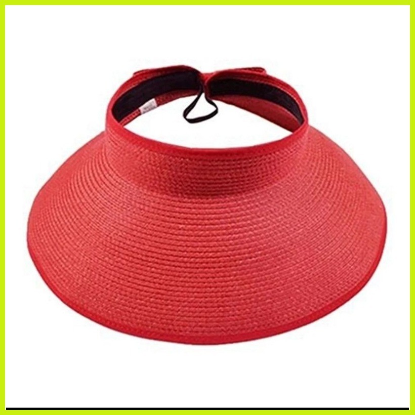 Women's Wide Brim Roll-up Straw Sun Visor Packable Foldable Sun Visor ...