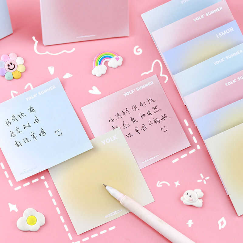 Ins Style Summer Color Student Notebook Stickers Simple Gradient Work ...