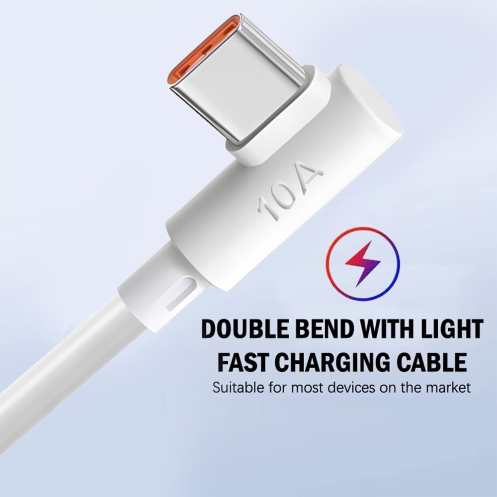 Multiple Lengths L-Shaped 10A Type-C Phone Charging Cable Universal 66W ...