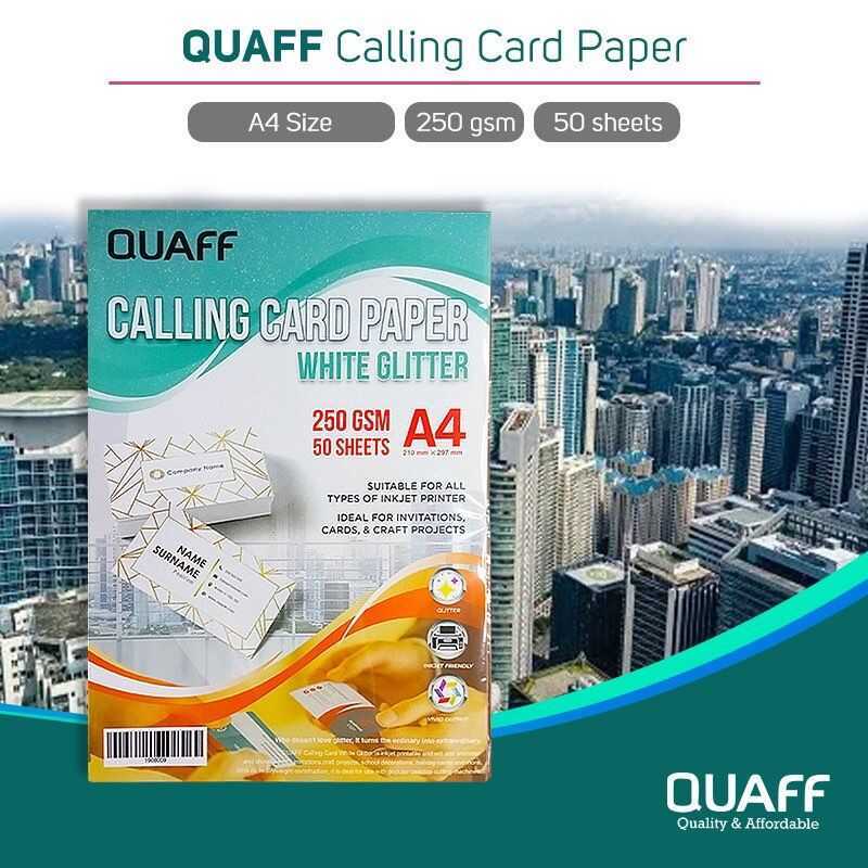 Quaff 250Gsm Callingcard Paper Glitter White A4 Size (50Sheets Pck) F47 ...