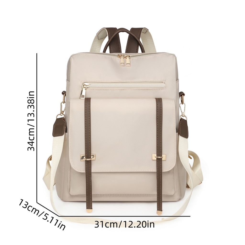 Ladies Design Feel Nylon Cloth Square Simple Flap Backpack | Shopee ...