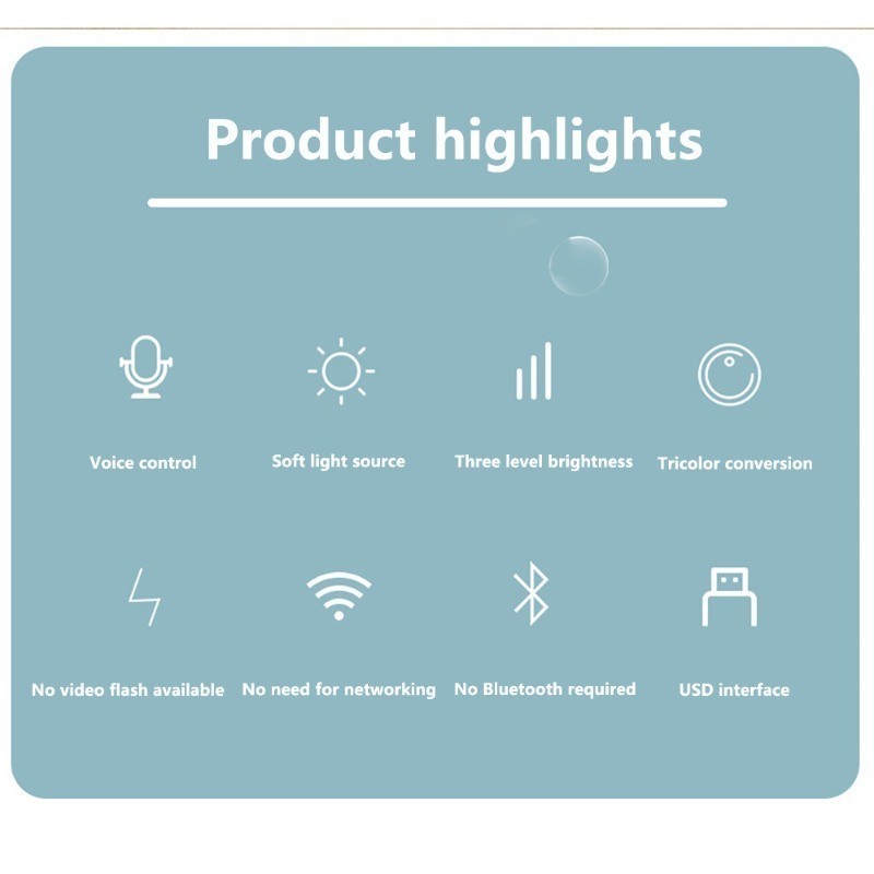 Smart Voice Control Night Light USB Plug In Foldable Ring Reading Desk ...