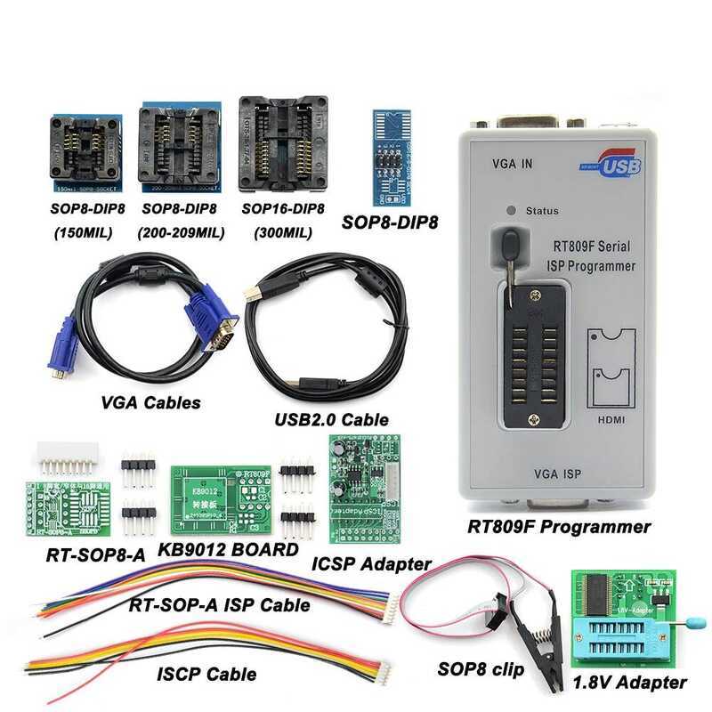 Original Rt809f Serial ISP Programmer With 11 Adapters +1.8V Adapter ...