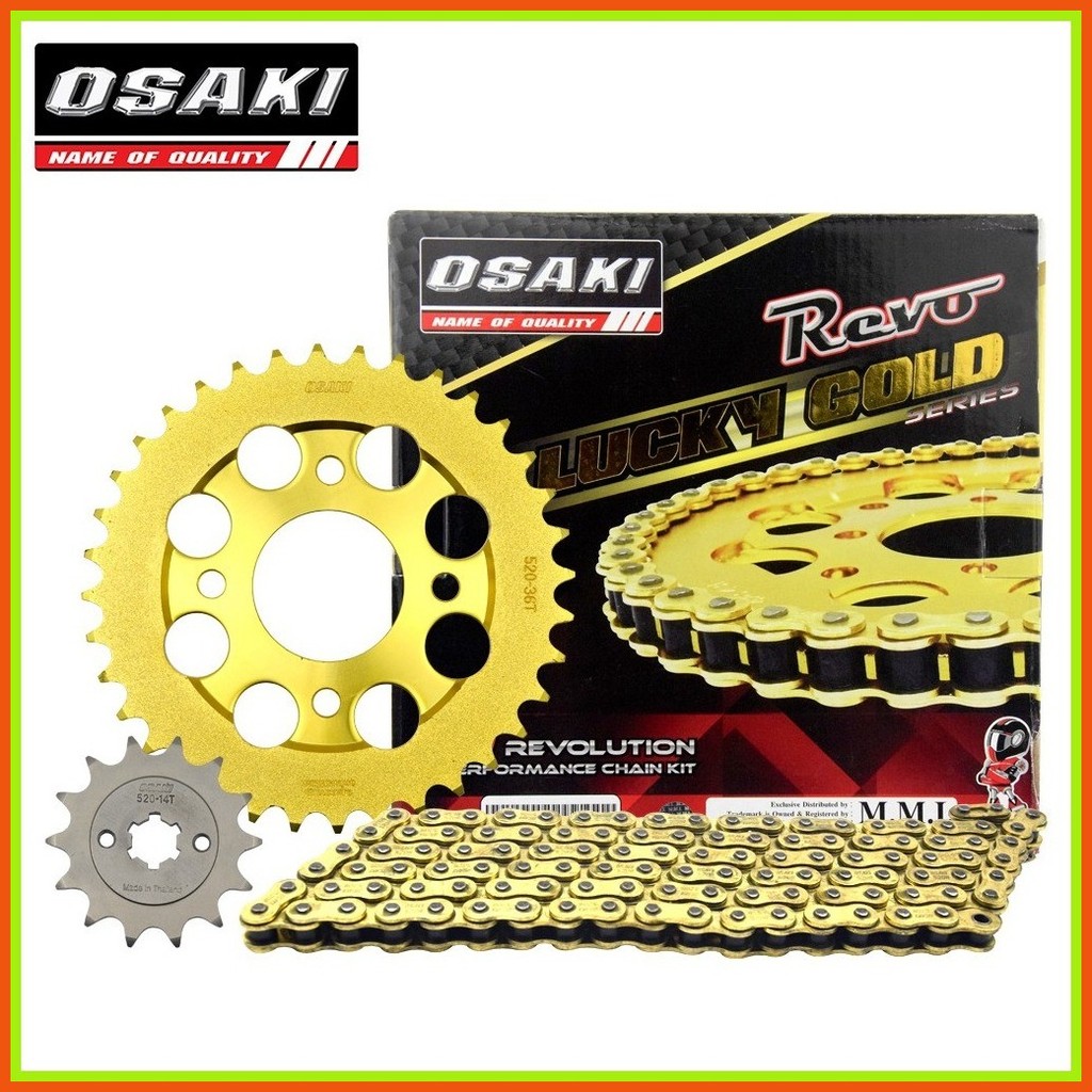 OSAKI Rouser 220 Lucky Gold Chain and Sprocket Set (14-36 X 520 -110L ...