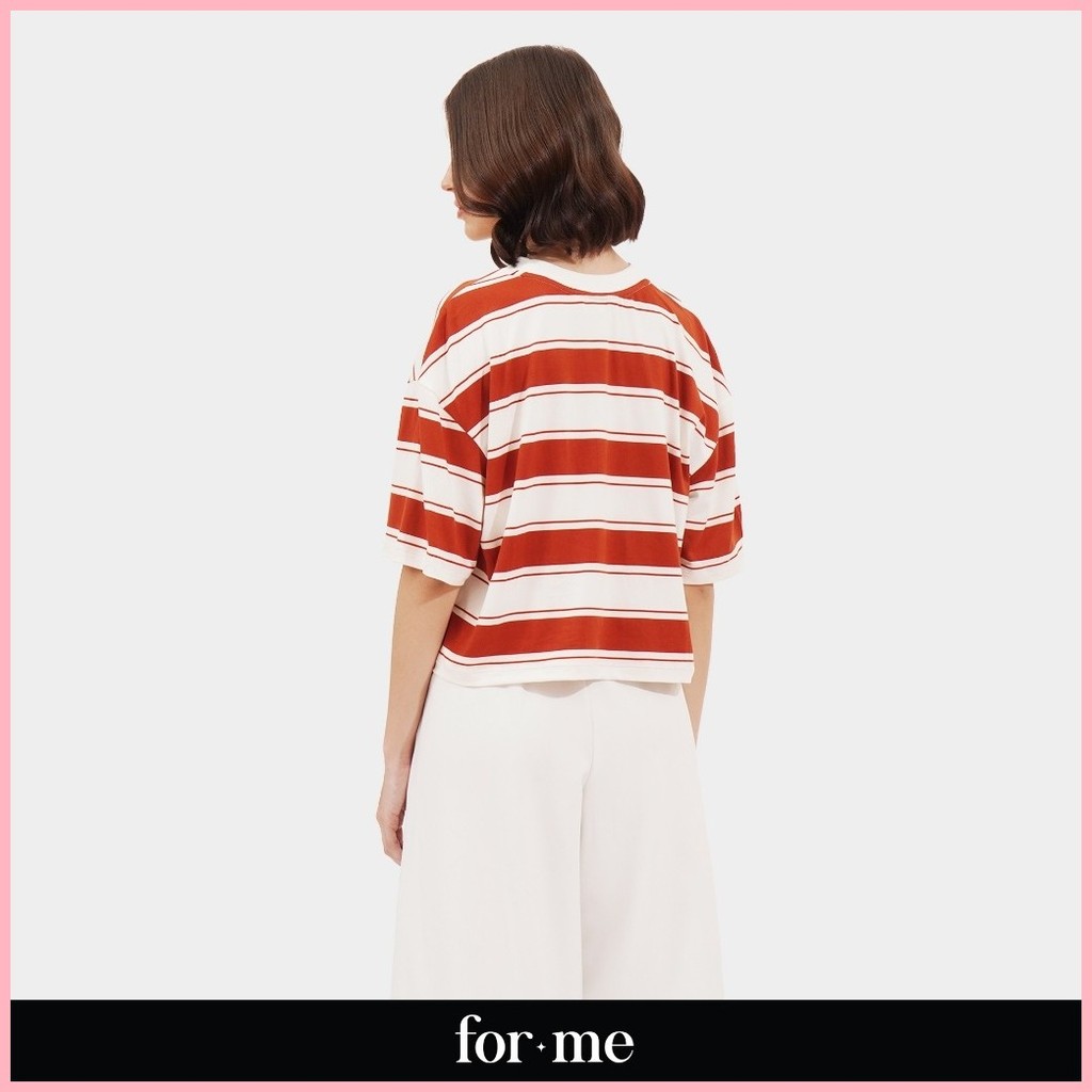 ForMe Striped Boxy Tee T-Shirt for Women (Rust) | Shopee Philippines