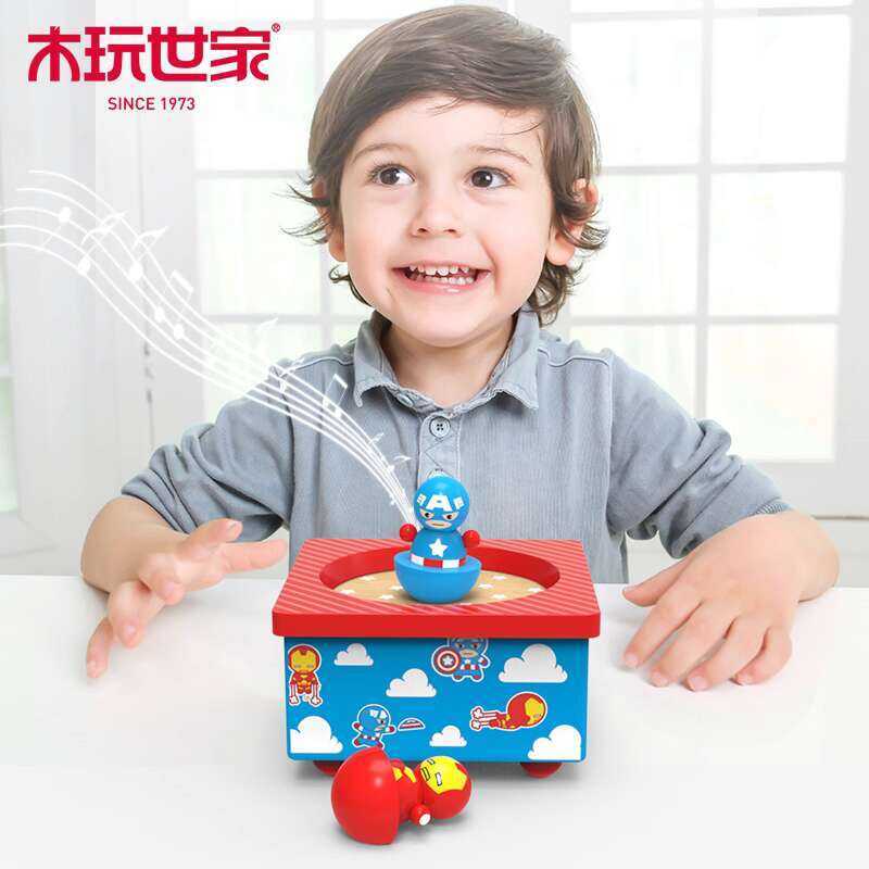 Wooden Play Family Rotating Music Eight-Tone Box Birthday Gift for Boys ...