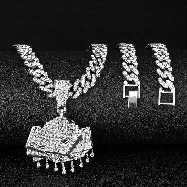 Hip Hop Chain with Zinc Alloy and Bling Rhinestone 3D Hand Holding ...