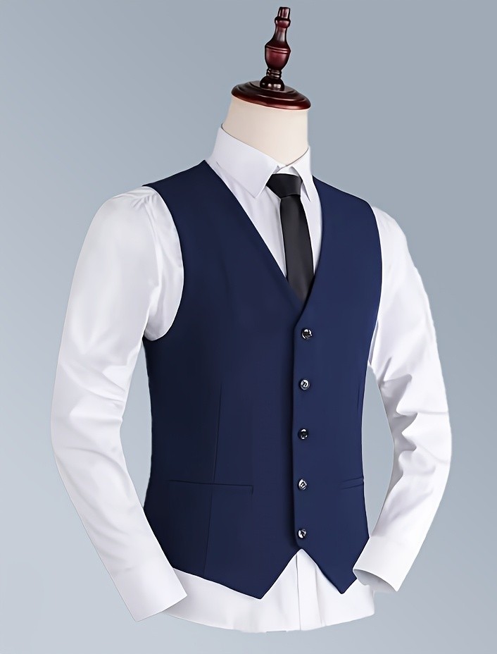 Formal Men Waistcoat Suit Vest for Men Single Breasted Business Semi ...