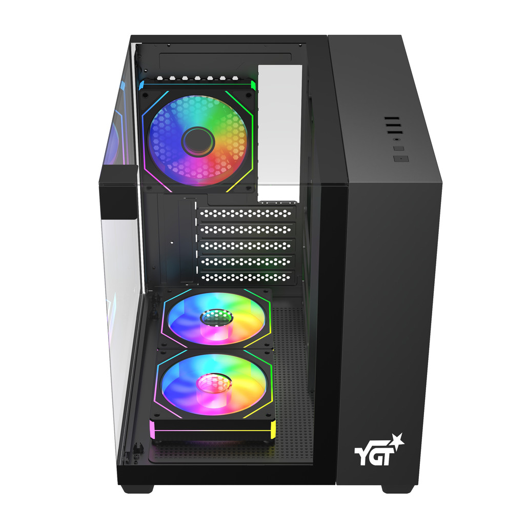 YYM YGT X275M M-ATX Gaming PC Case Panoramic column-free 3-sided glass ...