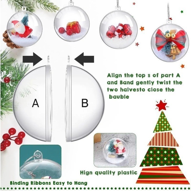 5/10Pcs 5-10CM Xmas Tree Hanging Decor - Christmas Clear Balls Pendants ...
