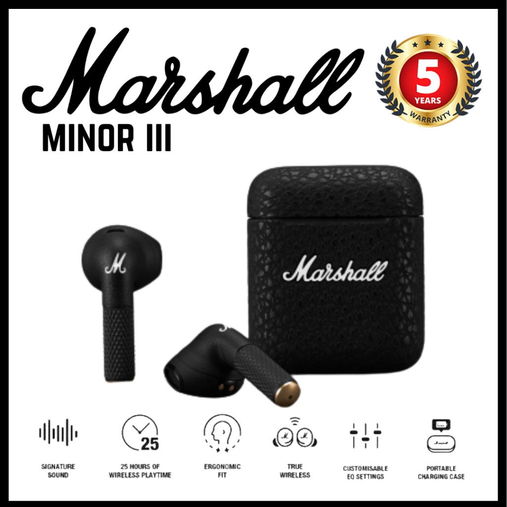 Marshall MINOR 3 Black - True Wireless Bluetooth Earphones In-Ear ...