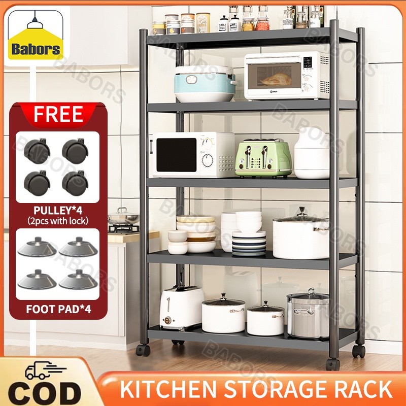 3/4/5 Tiers Movable Kitchen Organizer Rack Adjustable Storage Rack ...