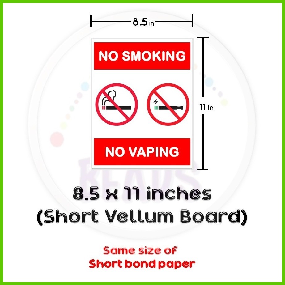 Laminated Signages | NO SMOKING NO VAPING | (8.5x11inches) | Shopee ...