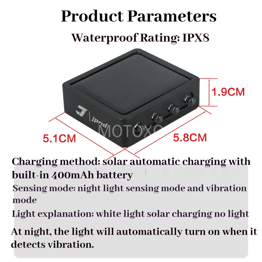 JPAD wireless motorcycle tail light with vibration sensor and flashing ...