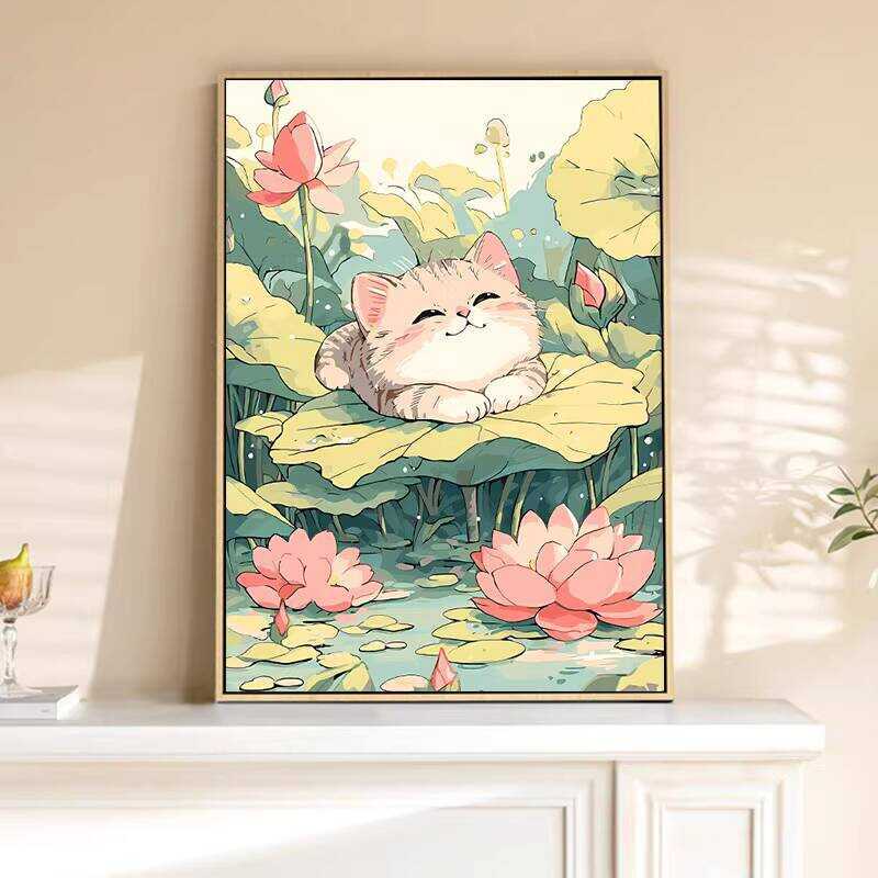 ☑♥ Lotus Cat Digital DIY 2024 New Model Fill-in Coloring Hand-painted ...