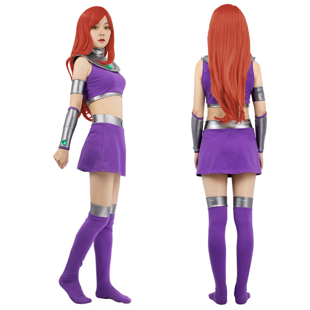 Halloween Anime Rven Teen Titans Go Starfire Costume for Adult Women DC ...