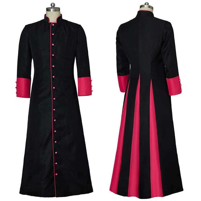 Yy Men's Single Breasted Priest Costume Catholic Clergy Putter Robe ...