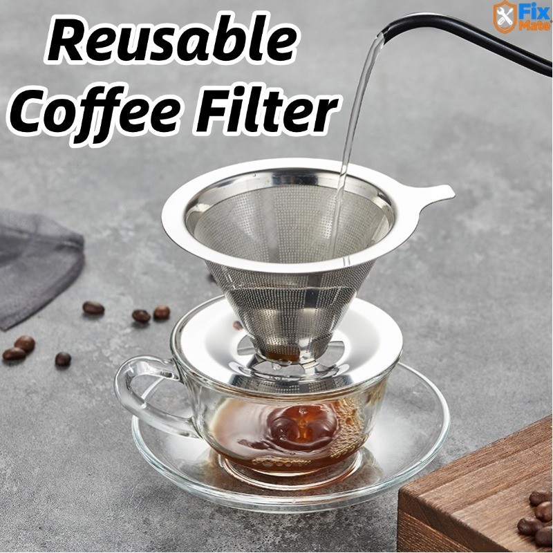 Reusable Coffee Filter Holder Stainless Steel Pour Over Brew Drip ...