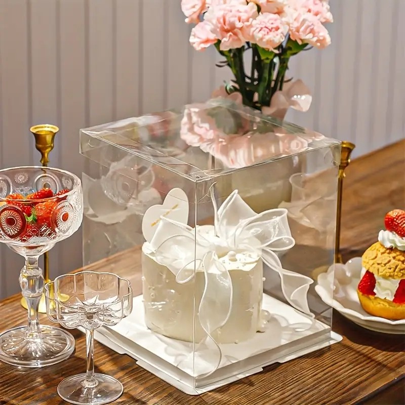 1Pcs Cake Box Transparent Birthday Gift Plastic Rectangle Acetate Box ...