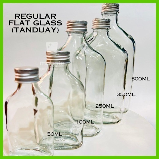 250ML Regular Flat Glass Bottle (Lapad Tanduay) Size on photo with Silver Cap | Shopee Philippines