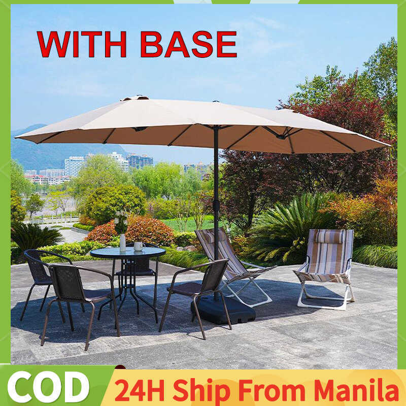 4.55M Big Garden Base Square Outdoor Beach Large Parasol Patio Umbrella ...